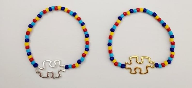 Autism Awareness Puzzle Piece Bracelet: Be Kind Stacking Jewelry - Etsy