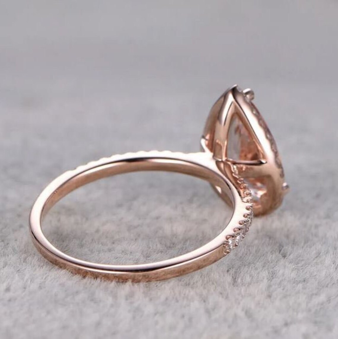 Pear Cut Natural Morganite Wedding Ring in 14K Solid Rose Gold ...