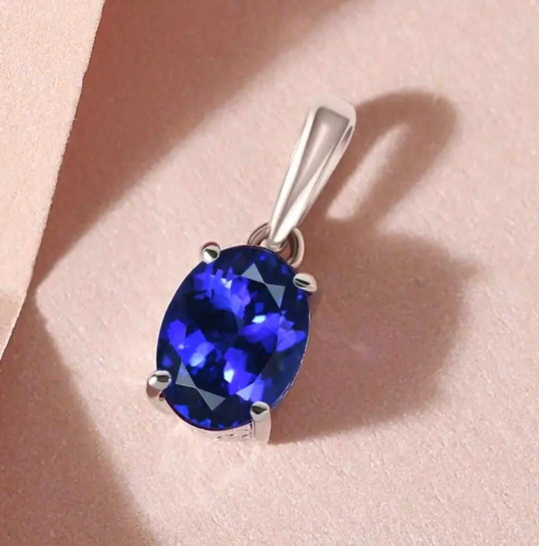 AAAA Tanzanite Solitaire Pendant in Sterling Silver, Tanzanite Pendant ...