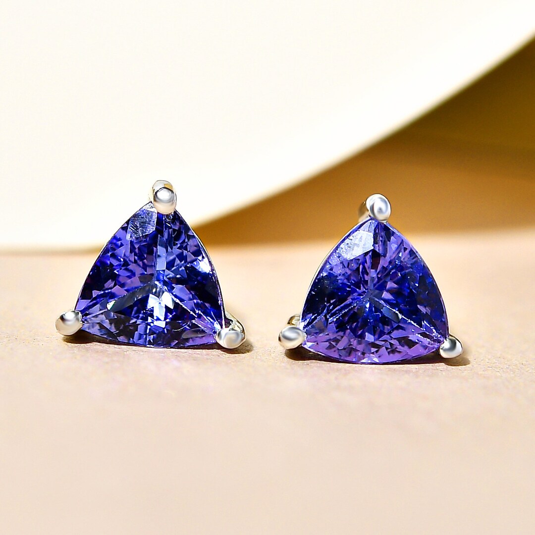 AAAA Tanzanite Stud Earring in Sterling Silver, Tanzanite Earring ...