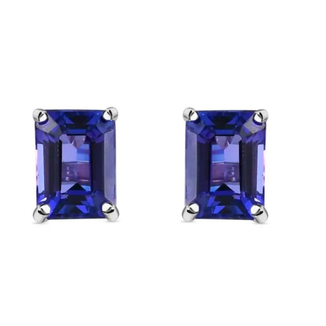 Tanzanite Stud Earring in Sterling Silver, Tanzanite Earring, Tanzanite ...