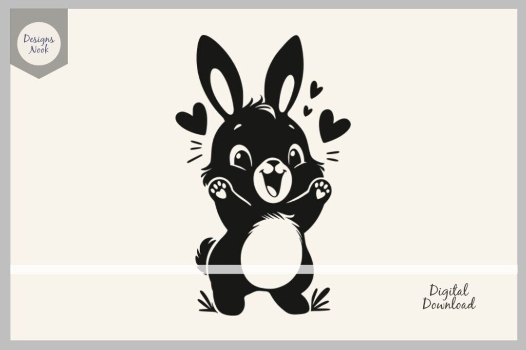 Bunny SVG, Bunny With Hearts Svg, Baby Bunny Svg, Baby Bunny Vector Cut ...