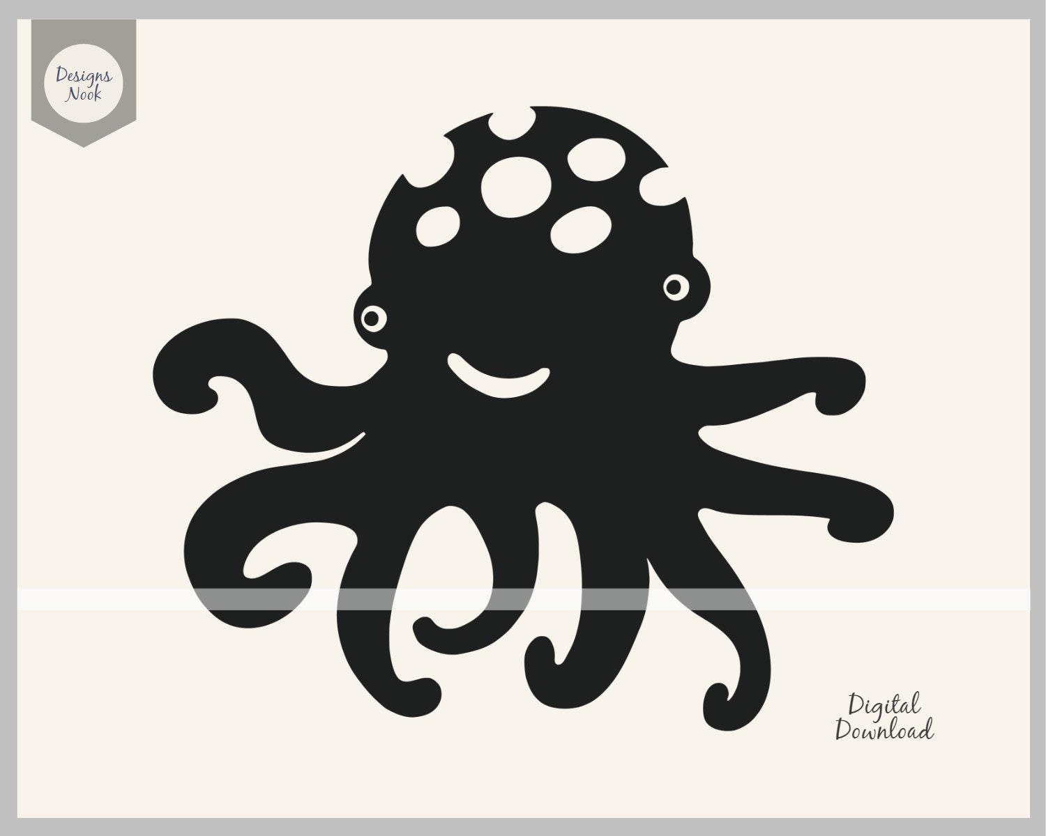 Smiling Octopus SVG, Cute Octopus SVG, Smiling Octopus Clipart, Happy ...
