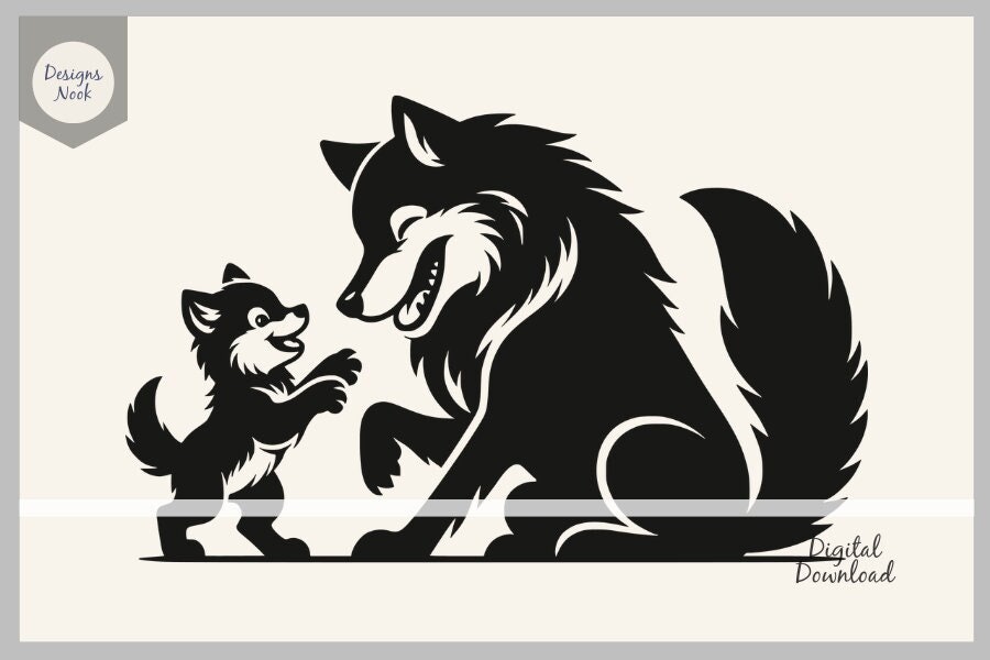 Wolf SVG, Baby Wolf Svg, Wolf Clipart, Wolf Vector, Baby Animal Svg ...