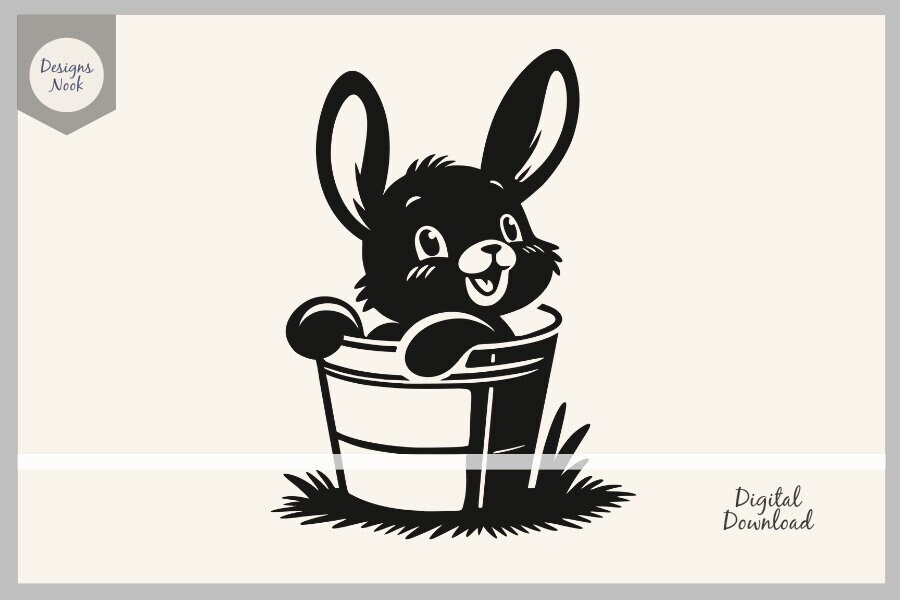 Bunny SVG, Bunny in a Bucket Svg, Baby Bunny Svg, Baby Bunny Vector Cut ...