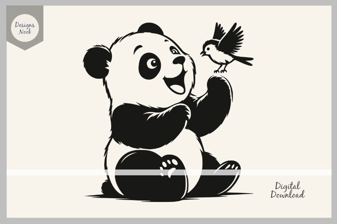 Baby Panda Svg, Baby Panda Cut File, Baby Panda Silhouette, Panda ...