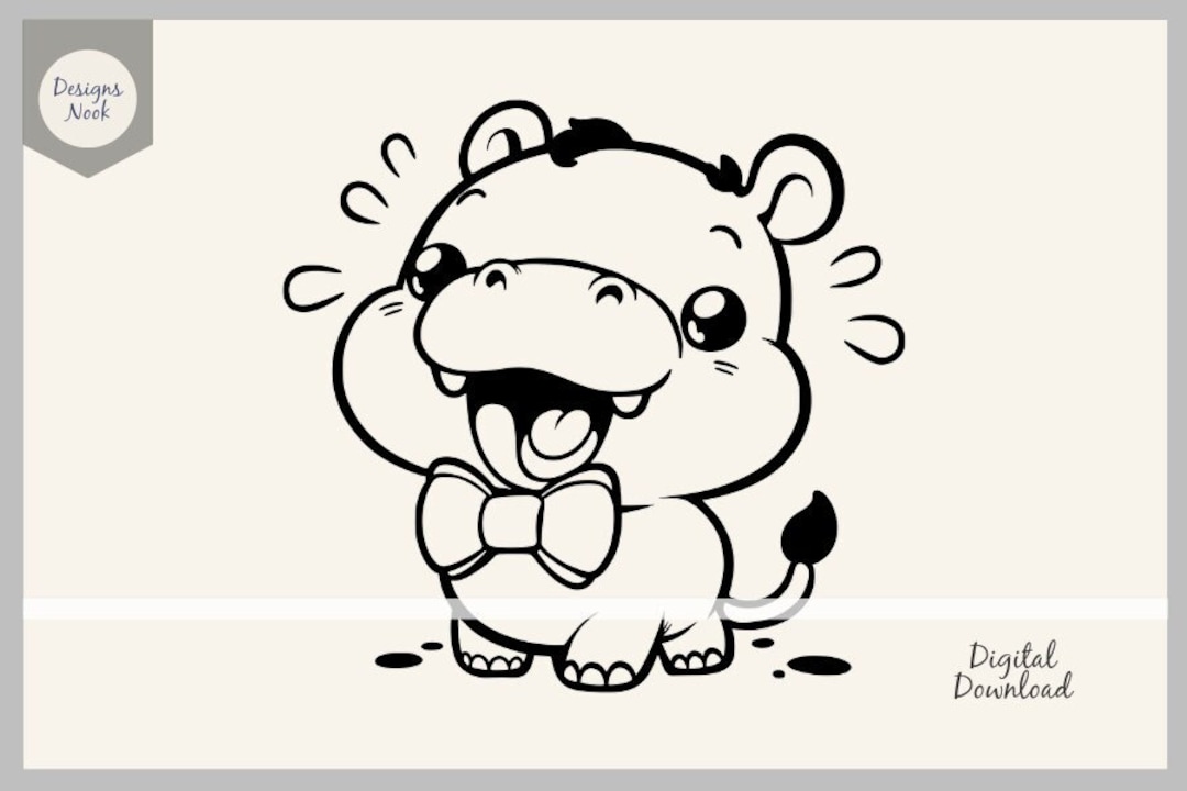 Smiling Baby Hippo SVG, Cute Hippo Svg, Baby Hippo Cut File, Cricut ...
