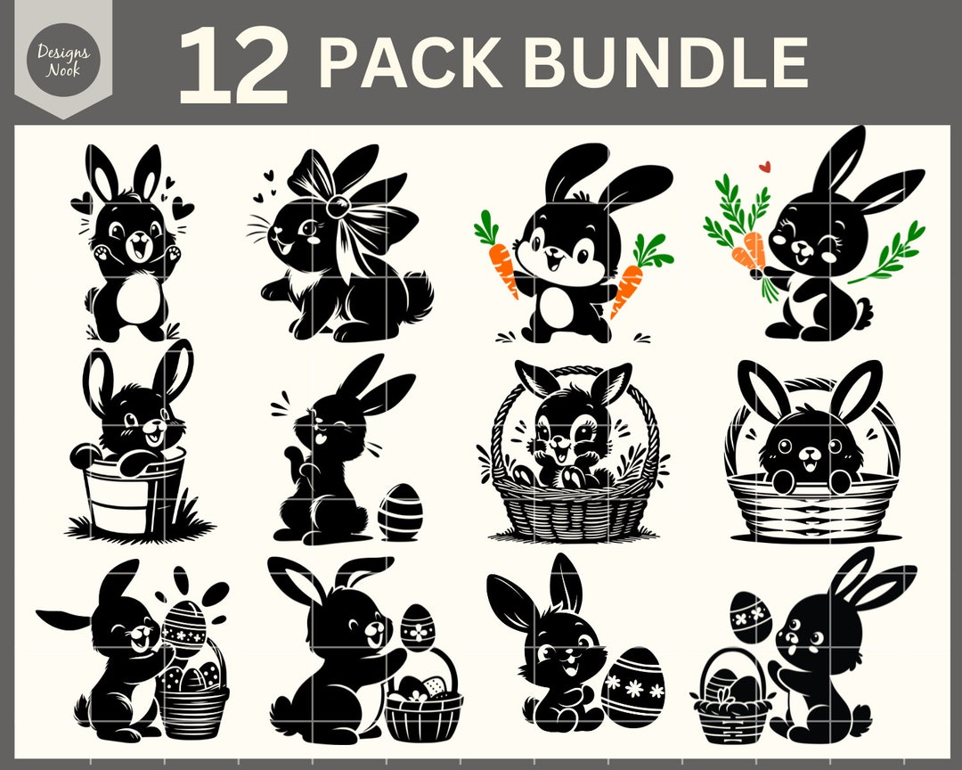 Bunnies SVG Bundle, SVG Files for Cricut, Easter Egg Svg, Baby Rabbit ...