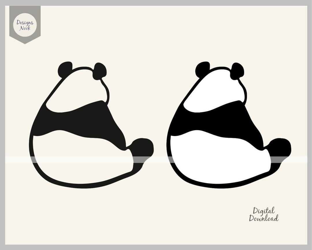 Panda Back SVG, Panda Cut File Clipart Silhouette Cut File, Cute Panda ...