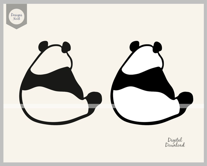 Panda Back SVG Panda Cut File Clipart Silhouette Cut File - Etsy