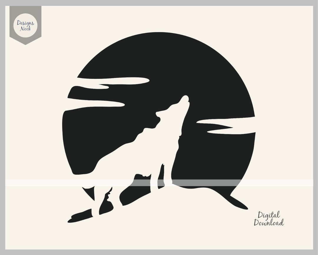 Howling Wolf Svg, Wildlife Scene, Wolf Cut File, Wolf Vector, Wolf ...