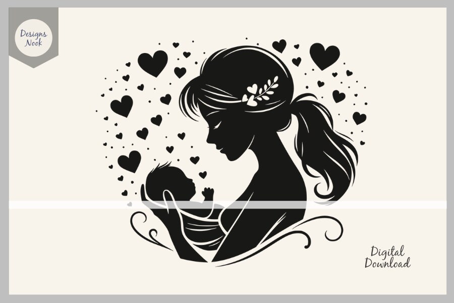 Mom and Baby Svg, Mother and Child Svg, Mother's Day Svg, Mom Clipart ...