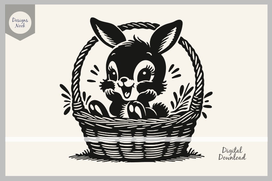 Bunny SVG, Bunny in a Basket Svg, Baby Bunny Svg, Baby Bunny Vector Cut ...