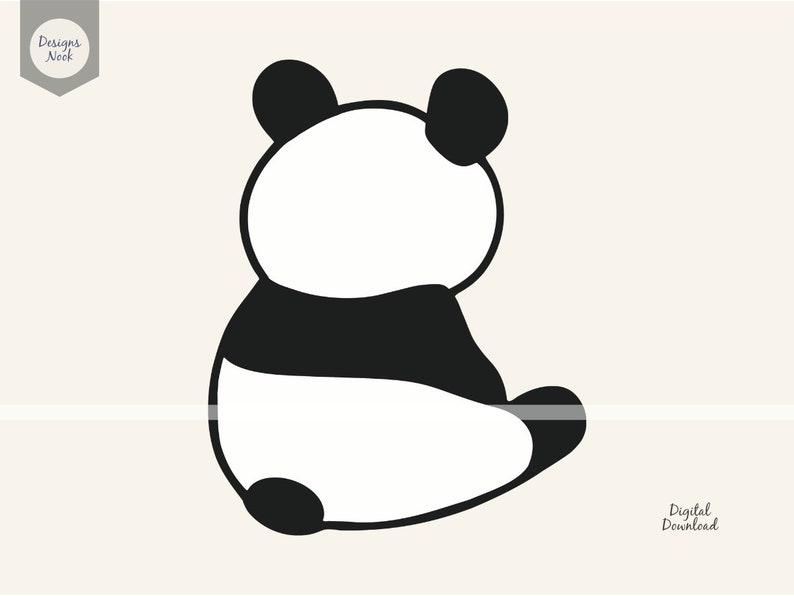 Panda Back SVG, Panda Cut File Clipart Silhouette Cut File, Cute Panda ...