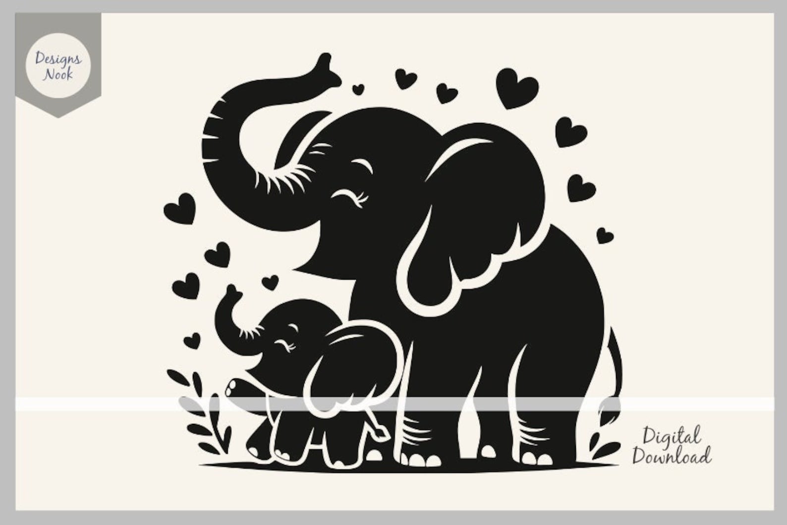 Mother and Baby Elephant Svg, Cute Elephant, Baby Shower Cut File, Mom ...