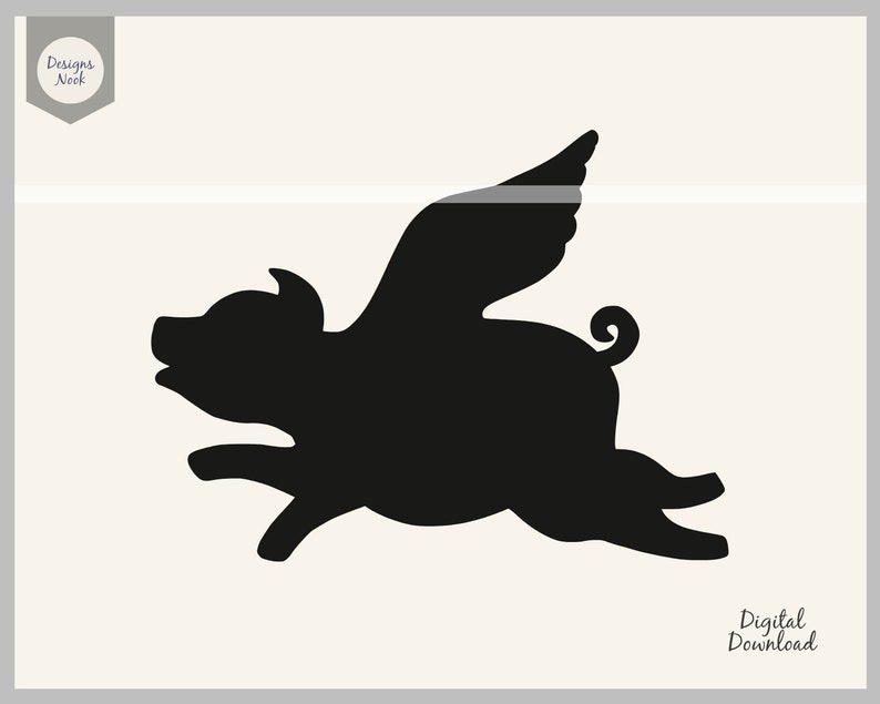 Flying Pig, Flying Pig Cut File, Flying Pig Vector, Flying Pig Decal ...