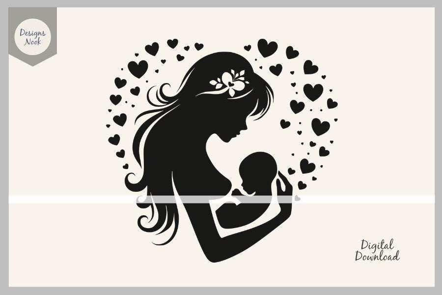 Mom and Baby Svg, Mother and Child Svg, Mother's Day Svg, Mom Clipart ...