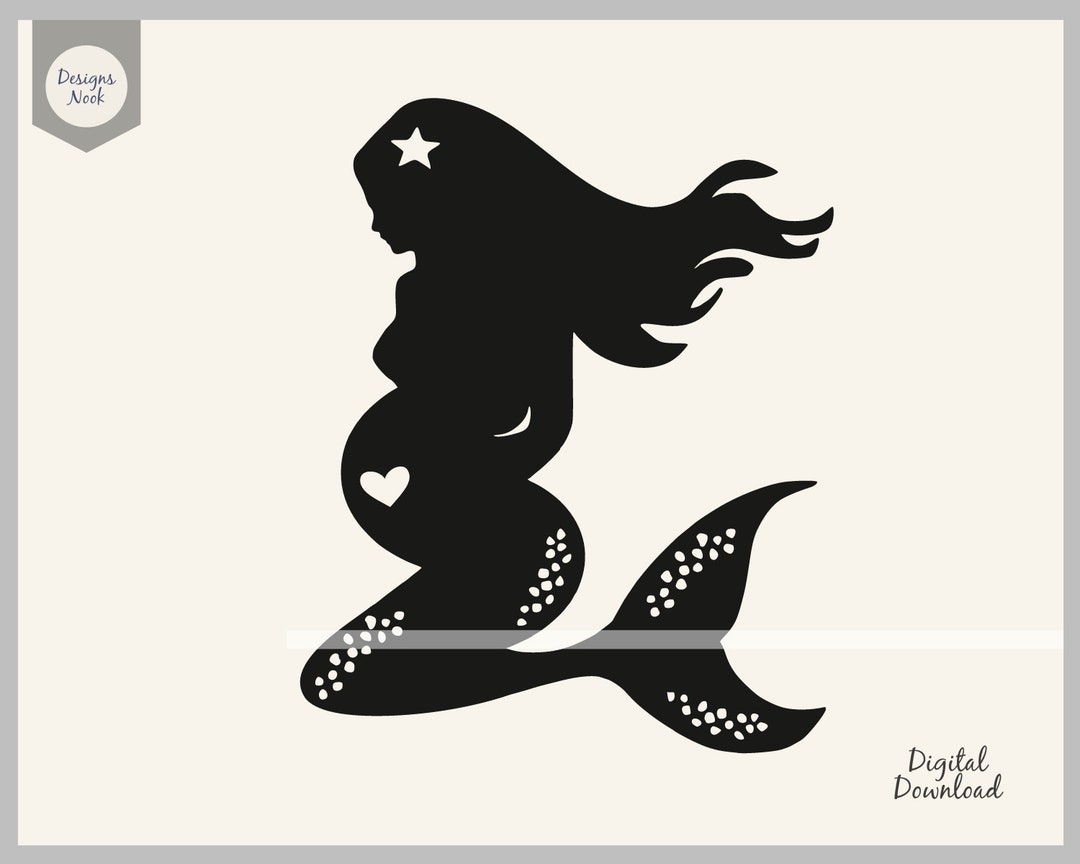 Beautiful Mermaid SVG, Pregnant Mermaid, Expecting Mommy, Baby Mermaid ...