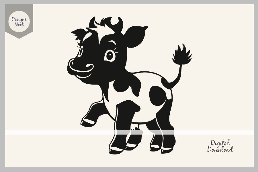 Baby Cow Svg, Smiling Cow Svg, Farm Animal Cut File, Happy Cow Svg ...
