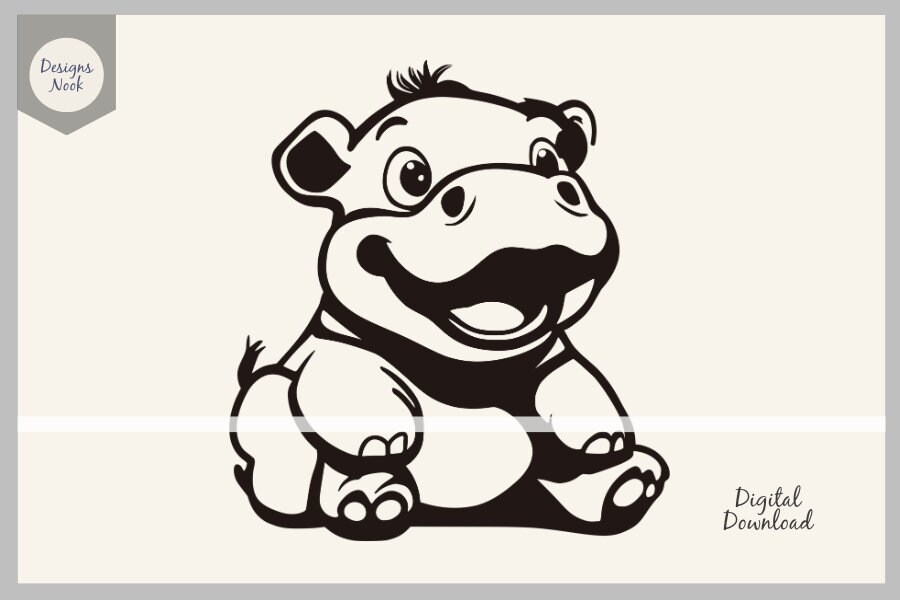 Smiling Baby Hippo SVG, Cute Hippo Svg, Baby Hippo Cut File, Cricut ...