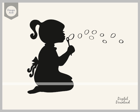 Child Blowing Bubbles Silhouette