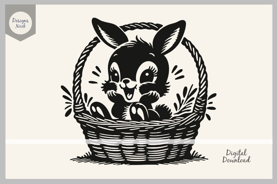 Bunny SVG, Bunny in a Basket Svg, Baby Bunny Svg, Baby Bunny Vector Cut ...