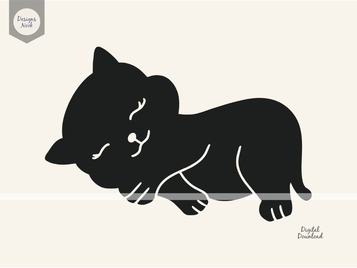 Sleeping Cat Svg, Cute Cat Back, Cat Silhouette, Kitten Svg, Kitten ...