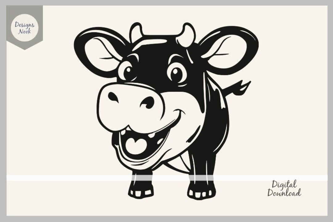 Funny Cow Svg, Smiling Cow Svg, Farm Animal Cut File, Crazy Cow Svg ...