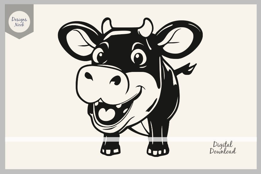 Funny Cow Svg, Smiling Cow Svg, Farm Animal Cut File, Crazy Cow Svg ...