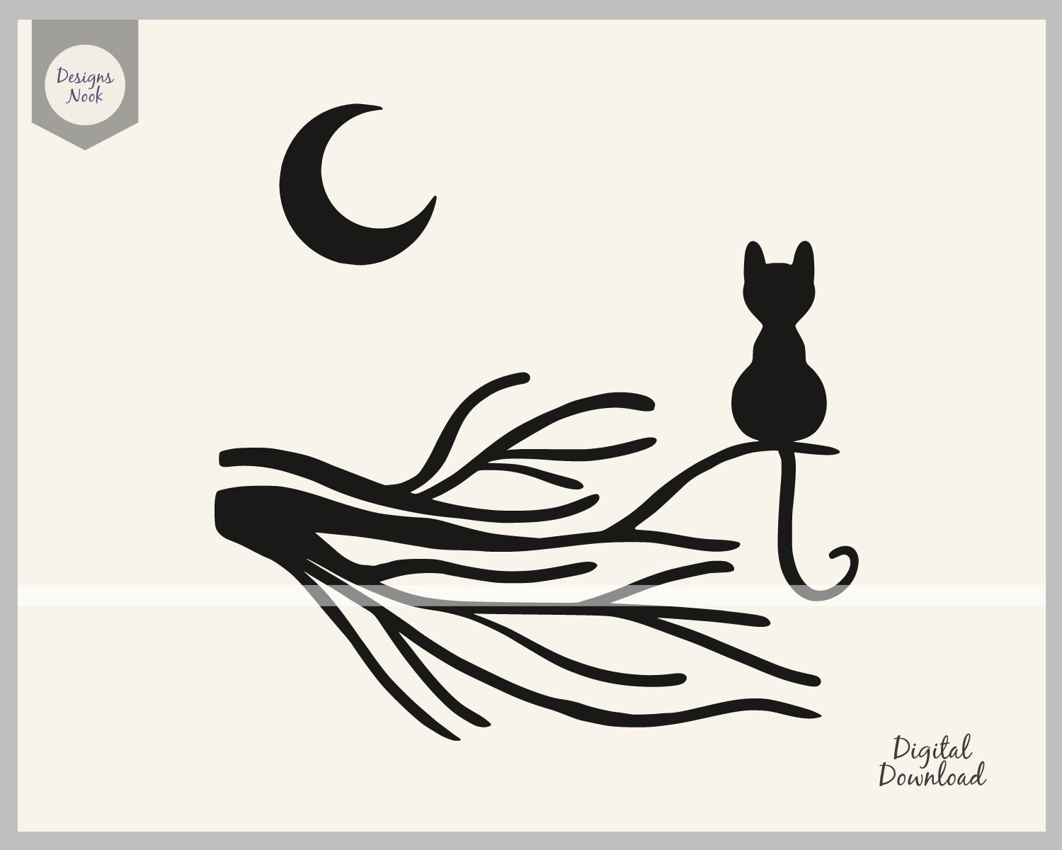 Cute Cat on Moon SVG EPS PNG Digital File Clipart Instant Download ...