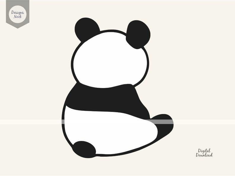 Panda Back SVG, Panda Cut File Clipart Silhouette Cut File, Cute Panda ...