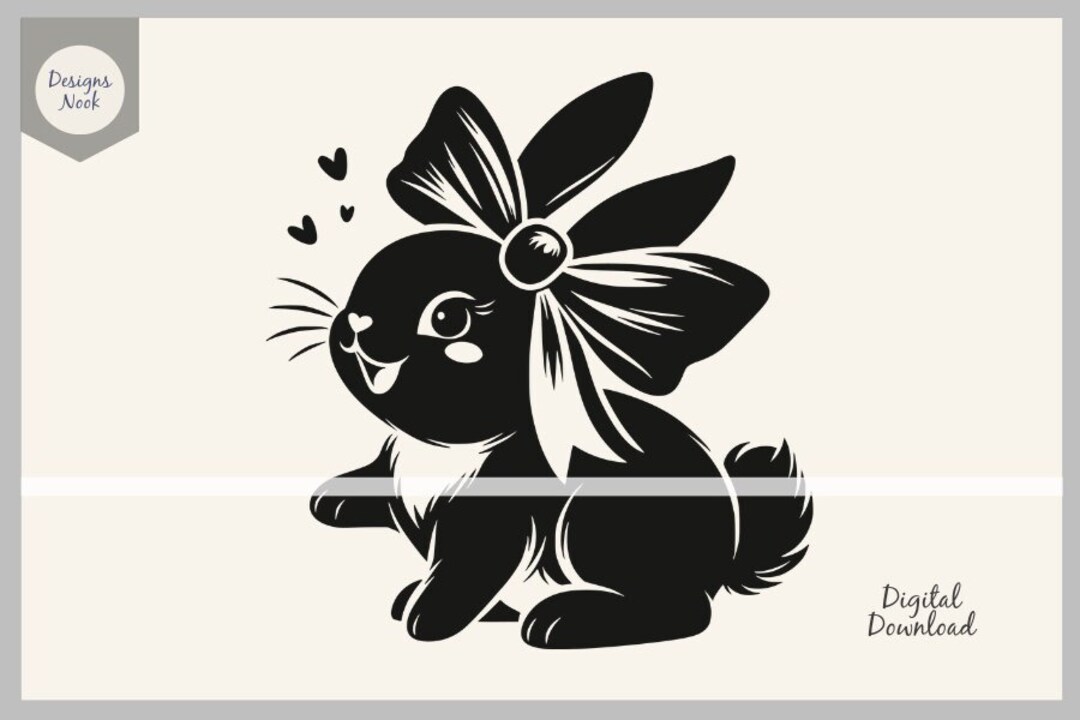 Bunny SVG, Bunny Wearing a Big Bow Svg, Baby Bunny Svg, Baby Bunny ...
