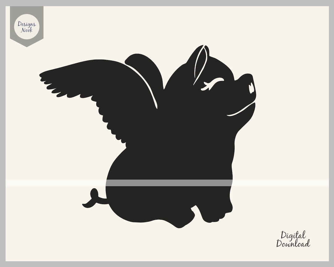 Flying Pig, Flying Pig Cut File, Flying Pig Vector, Flying Pig Decal ...