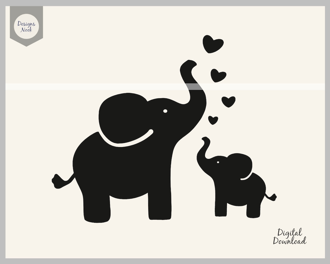 Mother and Baby Elephant Svg, Cute Elephant, Baby Shower Cut File, Mom ...