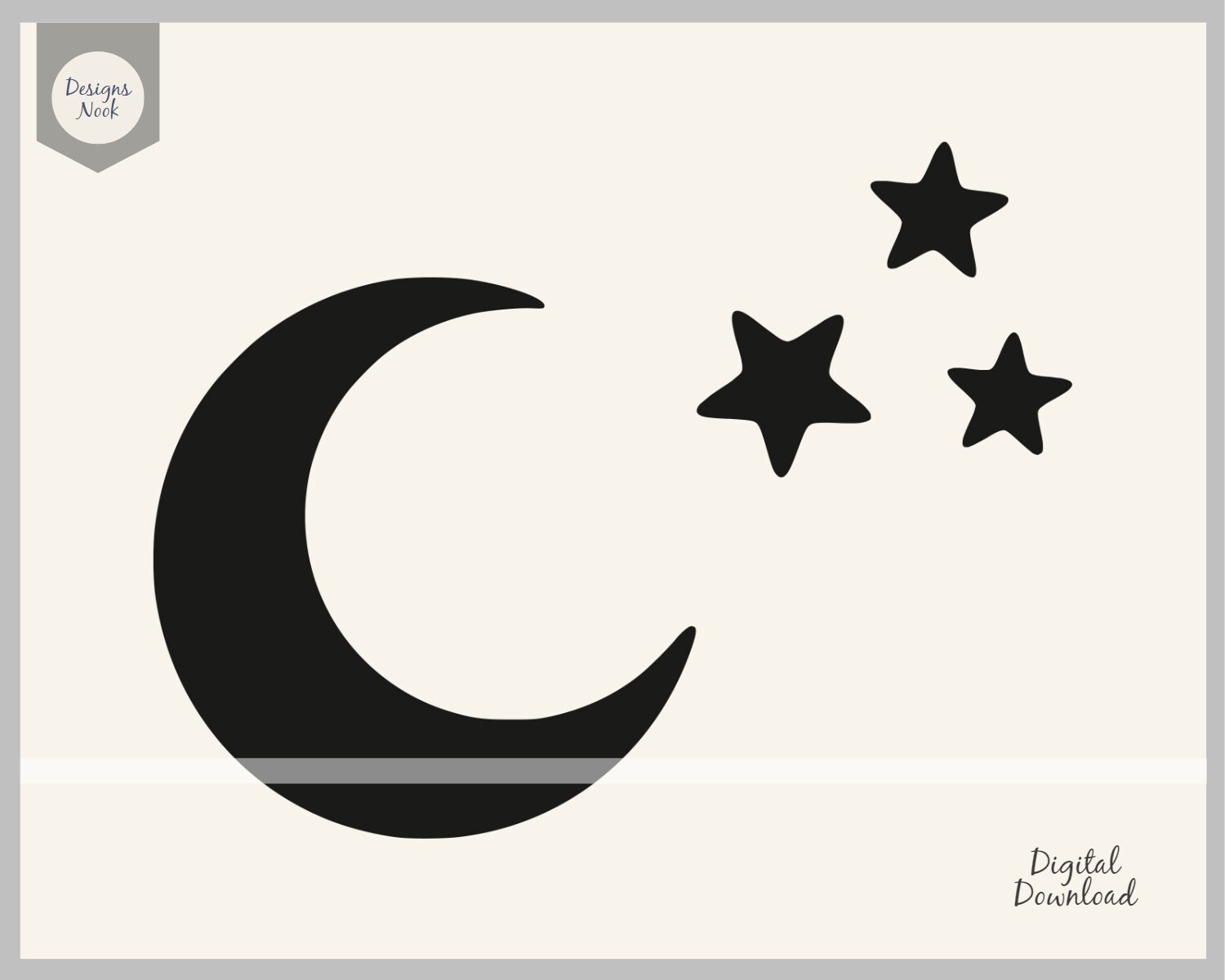 Moon and Stars SVG, Moon Clipart, Stars Cut File, Moon and Stars SVG ...