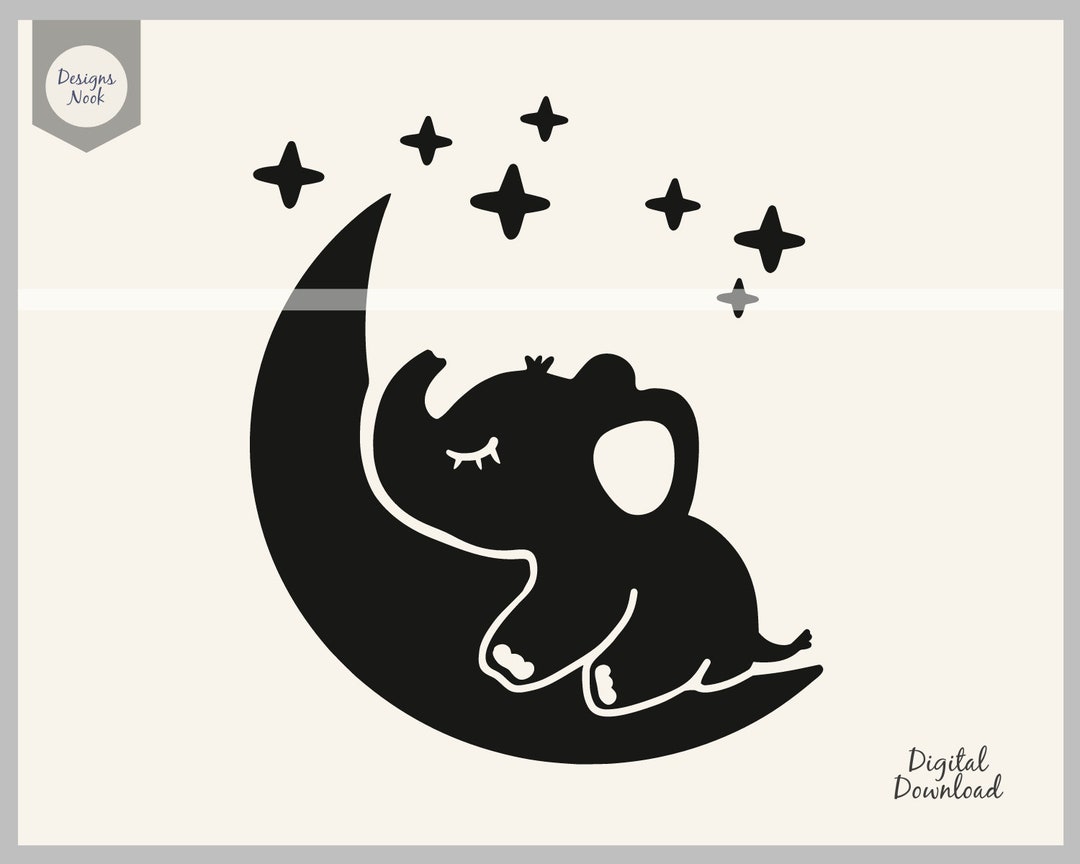 Baby Elephant Svg, Cute Elephant Svg, Elephant Dxf, Sleeping Elephant ...