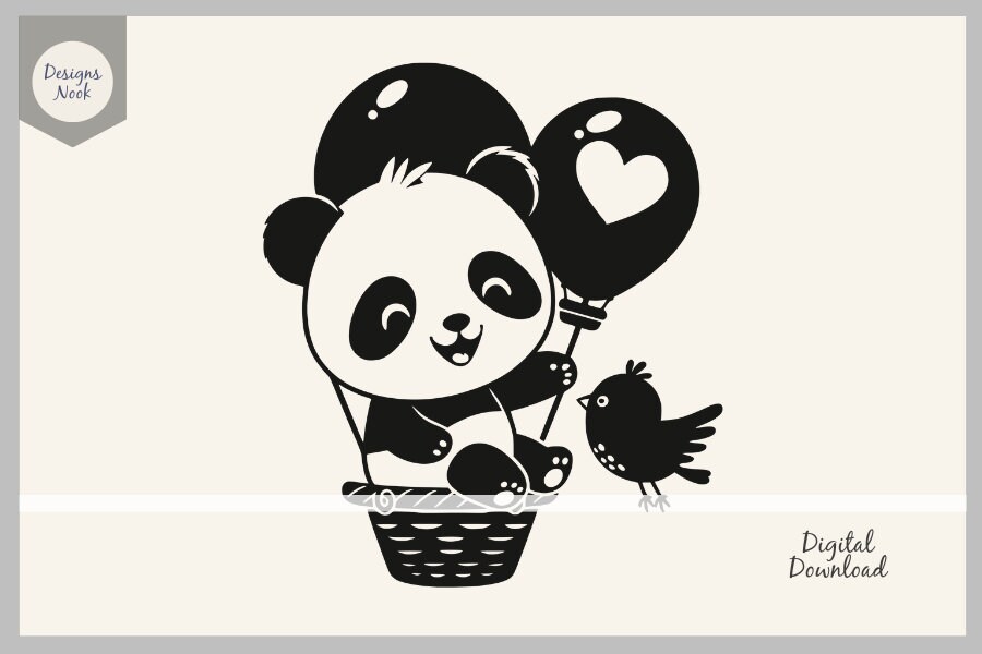 Baby Panda Svg, Baby Panda Cut File, Baby Panda Silhouette, Hello Panda ...