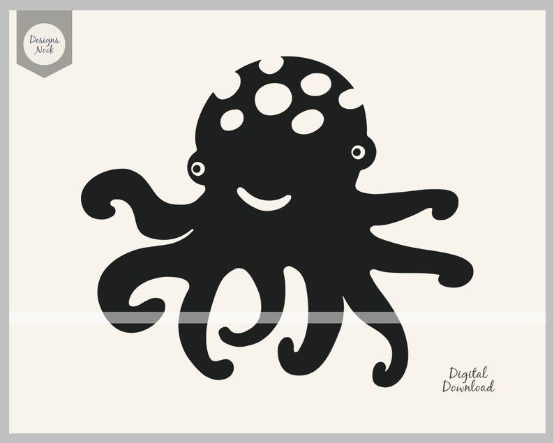 Smiling Octopus SVG, Cute Octopus SVG, Smiling Octopus Clipart, Happy ...
