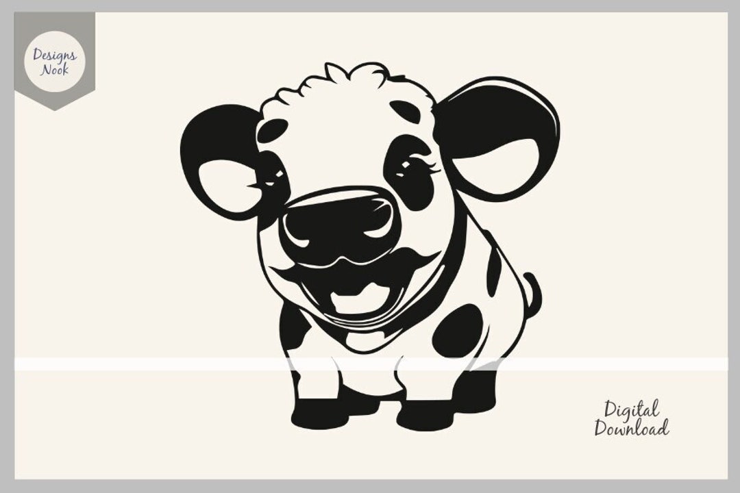 Baby Cow Svg, Smiling Cow Svg, Farm Animal Cut File, Happy Cow Svg ...