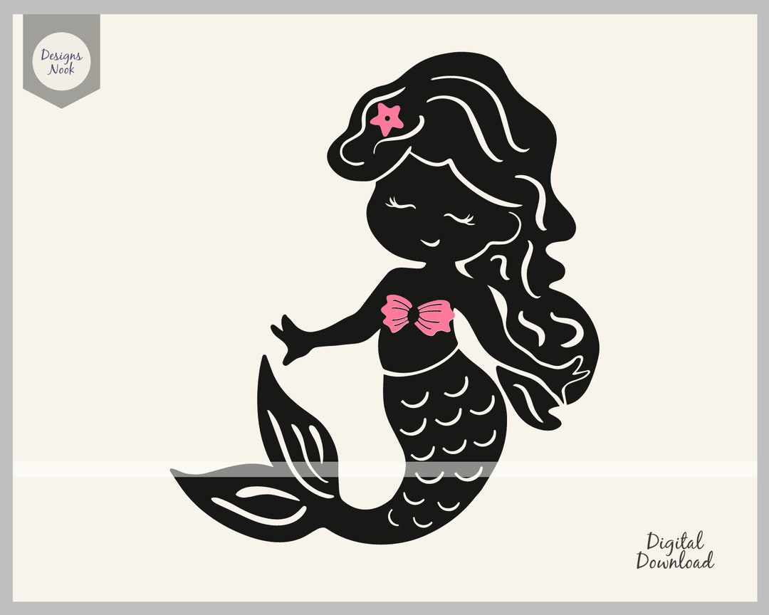 Cute Mermaid Svg, Young Mermaid Svg, Little Mermaid Svg, Mermaid Vector ...