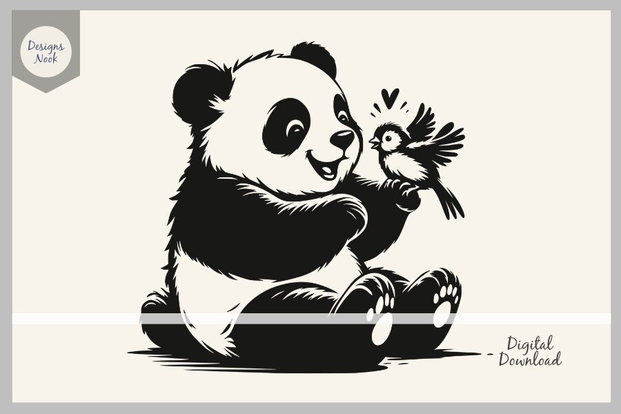 Baby Panda Svg, Baby Panda Cut File, Baby Panda Silhouette, Panda ...
