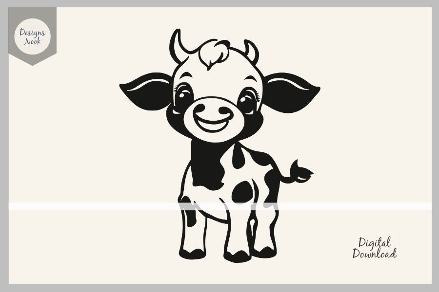 Baby Cow Svg, Smiling Cow Svg, Farm Animal Cut File, Happy Cow Svg ...