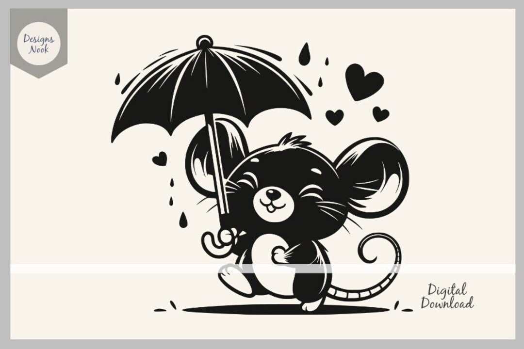 Mouse SVG, Little Mouse Holding an Umbrella Svg, Mouse Clipart, Cute ...