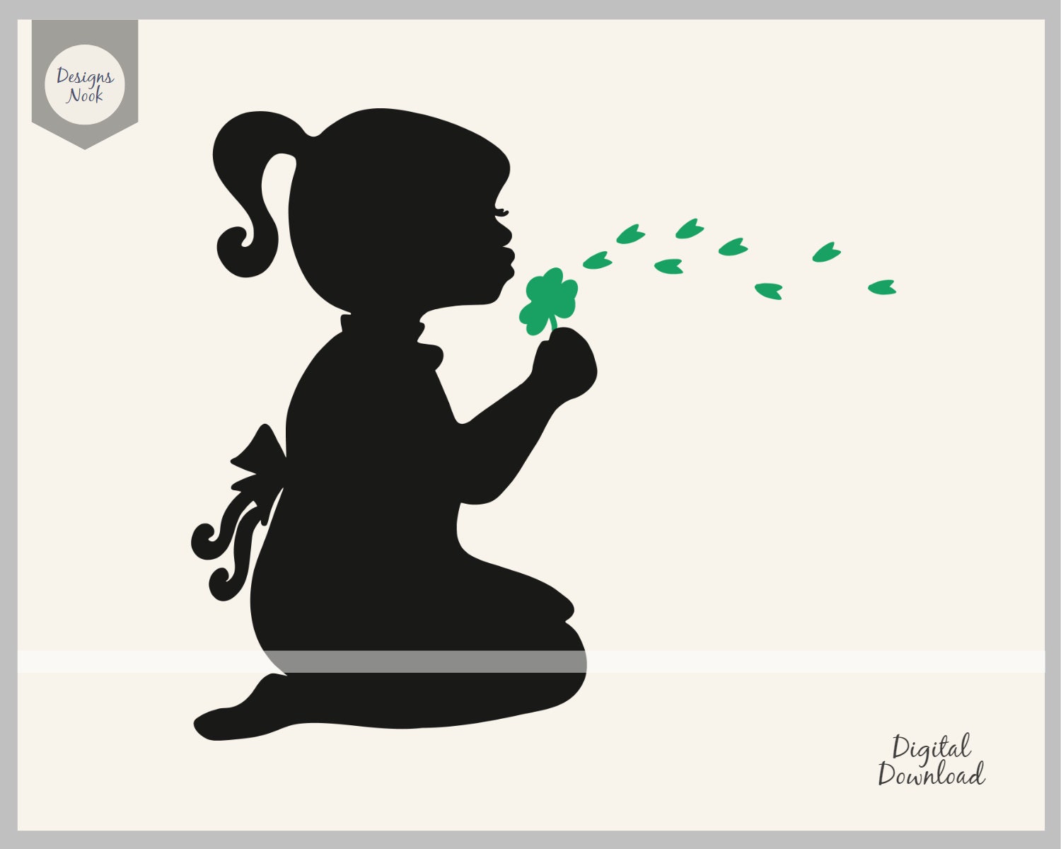 Hand Drawn Girl Svg, Little Girl Svg, Vintage Girl Blowing Clover ...