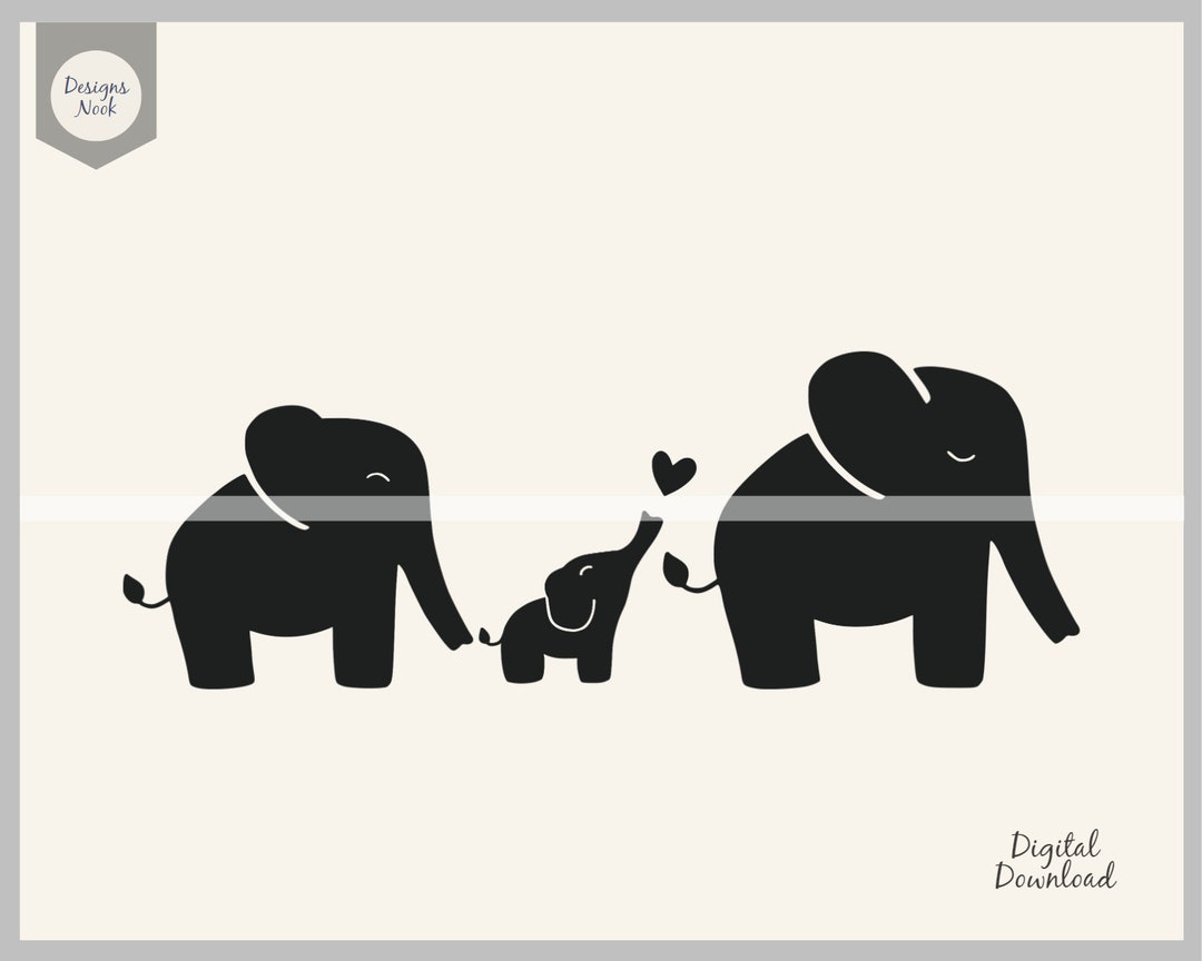 Cute Baby Elephant Family, Elephant Svg, Cute Family, Baby Shower Cut ...