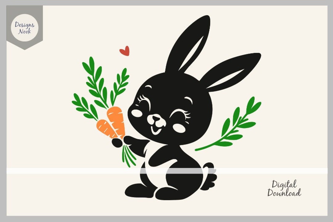 Bunny SVG, Bunny Wearing a Big Bow Svg, Baby Bunny Svg, Baby Bunny ...