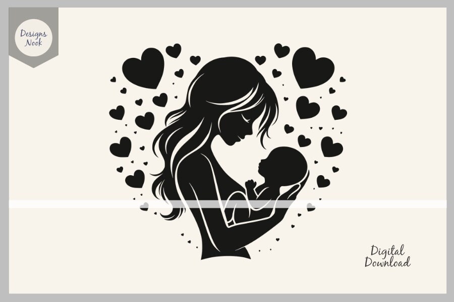 Mom and Baby Svg, Mother and Child Svg, Mother's Day Svg, Mom Clipart ...
