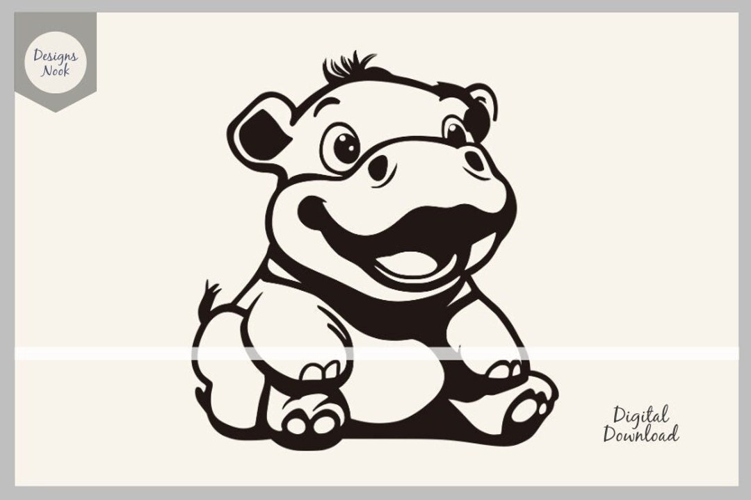Smiling Baby Hippo SVG, Cute Hippo Svg, Baby Hippo Cut File, Cricut ...