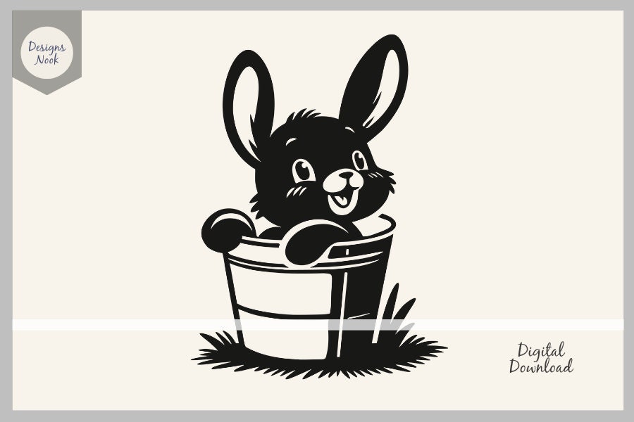 Bunny SVG, Bunny in a Bucket Svg, Baby Bunny Svg, Baby Bunny Vector Cut ...