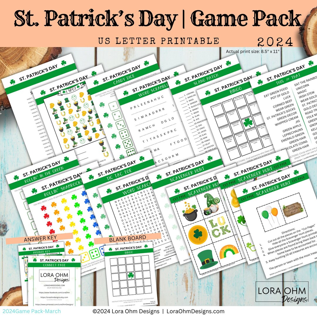 St. Patrick's Day Printable Game Pack | PDF | Downloadable | Candy ...